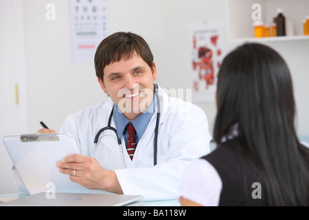Doctor consulting patient at desk in clinic, closeup. Banner design ...