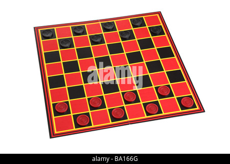 Checkers game board cutout on white background Stock Photo - Alamy