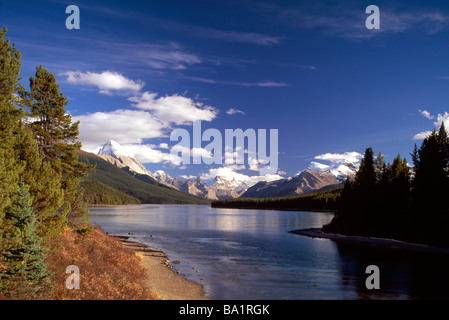 Maligne Lake, Samson Peak, and Mt Brazeau in Jasper National Park in ...