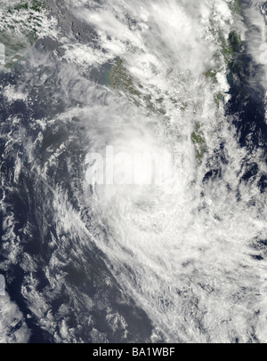 Tropical cyclones over the Indian Ocean, satellite image. North is at ...