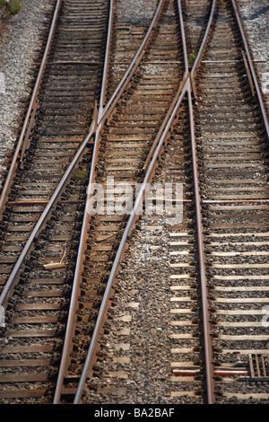 Railroad track junction Stock Photo - Alamy