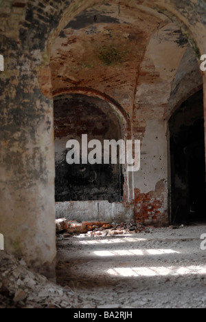 Prayer hall of destroyed during Soviet period Russian country church ...
