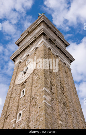 Piran, clock tower Stock Photo - Alamy