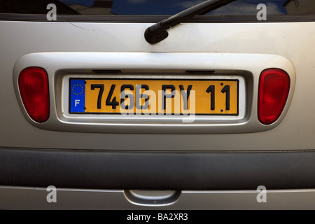 French license plate; vehicle registration number. France number plate ...