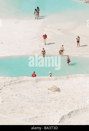 Pamukkale - Tourists sunbathing by the thermal springs Stock Photo - Alamy