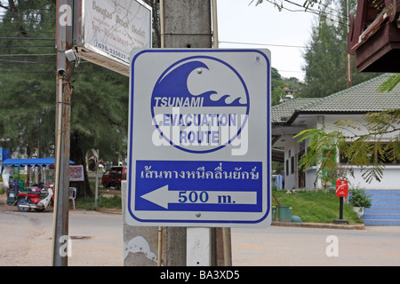 Thailand, Phuket, Tsunami warning evacuation road sign Stock Photo - Alamy