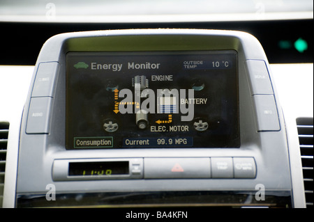 Energy distribution screen on the dashboard of a Toyota prius hybrid ...