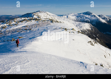 Winter hiking on Mount Clay above the Great Gulf in New Hampshire's ...