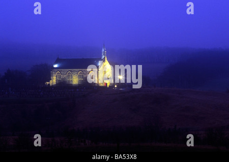 Kirk O' Shotts parish church photographed at night. This can be seen ...