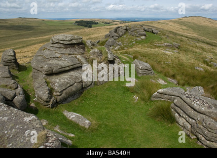 Looking north from Oke Tor towards Belstone Tor on bleak Dartmoor Stock ...