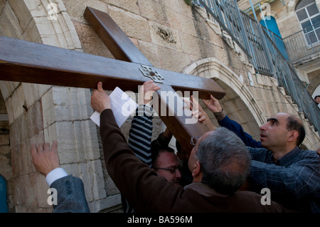 Christian Arabs at the 1st Station of the Cross located in 'Madrasa el ...