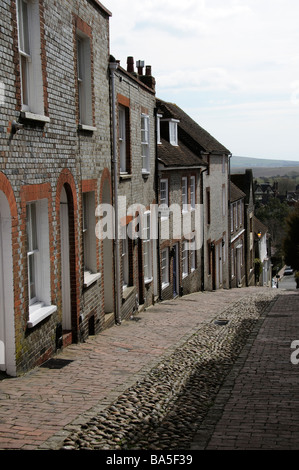 Buildings on the historic Keere Street in Lewes town centre West Sussex ...
