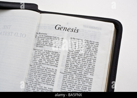 First page of the Holy Bible Genesis and the Beginning Stock Photo - Alamy