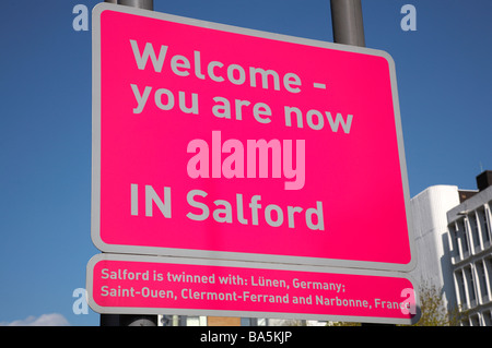 Welcome to Salford Sign UK Stock Photo - Alamy