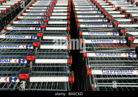 shopping carts bearing the logo of french cash and carry company ...