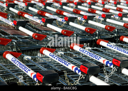 shopping carts bearing the logo of french cash and carry company ...