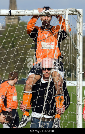 broken goal post on football pitch Stock Photo: 17032425 - Alamy