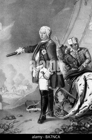 FREDERICK WILLIAM I OF PRUSSIA (1688-1740) inspecting his infantry ...