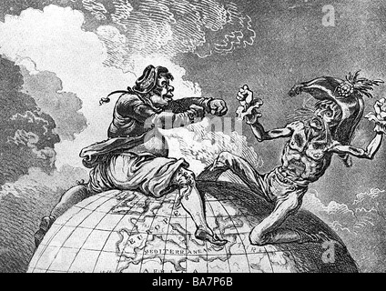 John Bull and Napoleon Bonaparte, 1815 caricature on Napoleon's defeat ...