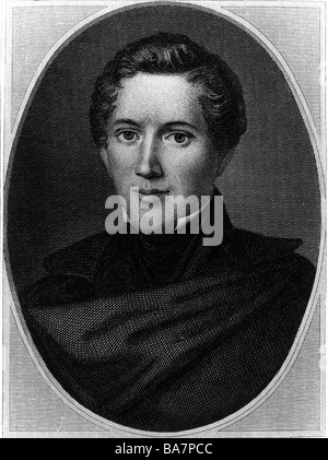 Wilhelm Hauff (1802 - 1827), writer, steel engraving after an oil Stock ...
