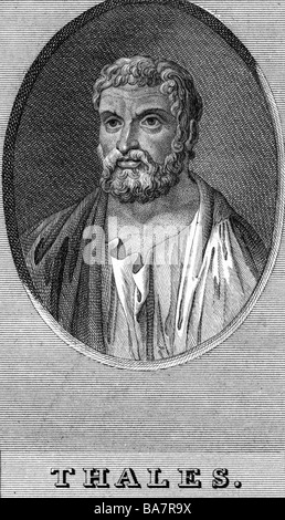 Thales of Miletus, circa 624 - circa 547 BC, Greek philosopher, half ...