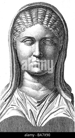 Aspasia, circa 470 BC - circa 400 BC, Greek philosopher, portrait, steel engraving, 19th century ...