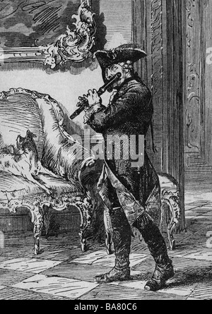 Frederick II the Great playing the flute, his favourite instrument ...