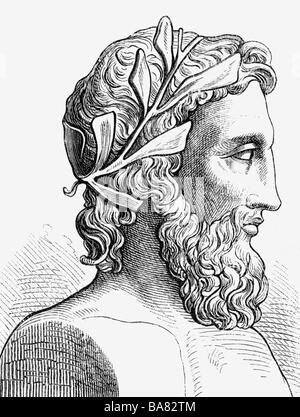 Theocritus, circa 270 BC, Greek author / writer, portrait, copper ...