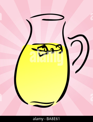 A pitcher of lemonade Retro hand drawn lineart illustration Stock Photo ...
