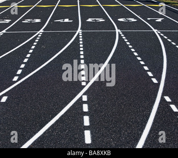 Lanes on a running track Stock Photo - Alamy