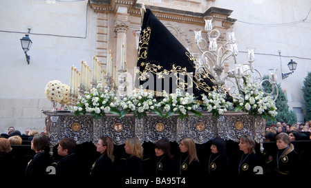 An image of the Virgin 'Soledad' is carried during a religious ...