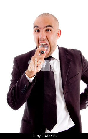 Businessman in energy efficiency concept Stock Photo - Alamy