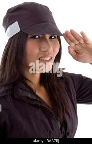 A female security guard saluting Stock Photo - Alamy