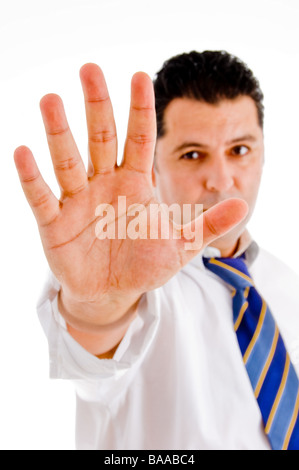 Concept of business man stopping the financial crisis Stock Photo - Alamy