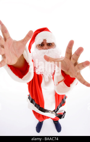 Male santa posing with open palms Stock Photo - Alamy