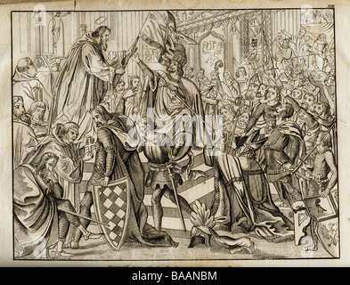 Conrad III, 1093 - 1152, Historical illustration, 19th century , Konrad ...