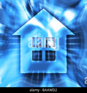 Blue House Real Estate Logo Letterhead Template Stock Photo - Alamy