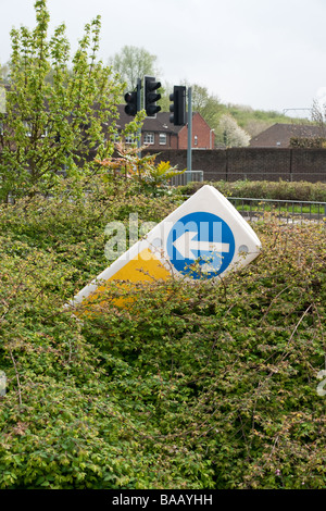 Keep Left Road Traffic Bollard uk Sign Signs Stock Photo - Alamy