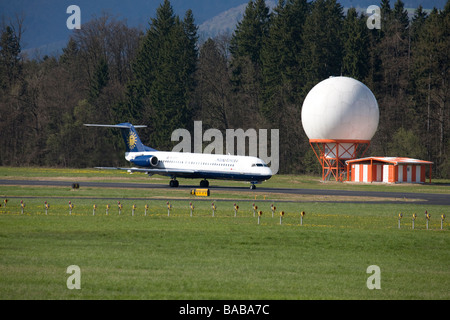 Aircraft at Ljubljanas Joze Pucnik Airport in Brnik Slovenia Stock ...