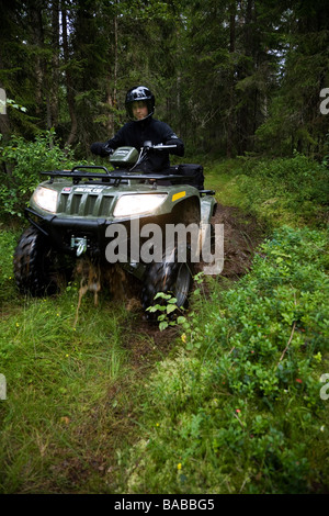 Four-wheeler in a forest Sweden Stock Photo - Alamy