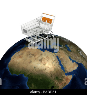 Shopping cart with Earth Globe. Global shopping concept, 3D rendering ...