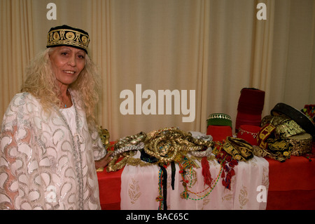 Morroccan Jewish women wearing traditional garment during the Mimunah ...
