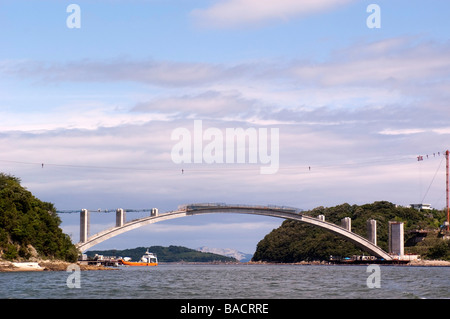Construction of Kashirajima Bridge with concrete arch built using Melan ...