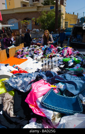 Cheap clothes at Akti Papanoliki market near Nea Hora beach in Hania ...