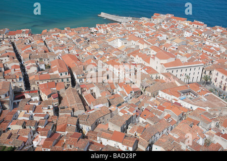 View from the castle, town of Cefalu, Sicily, Italy Stock Photo - Alamy