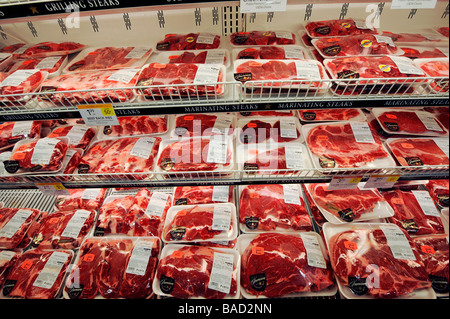 Red meat cuts display in british halal butcher shop Stock Photo - Alamy