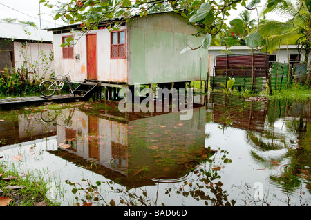 The modest pastel colored homes in Tortuguero Costa Rica Central ...