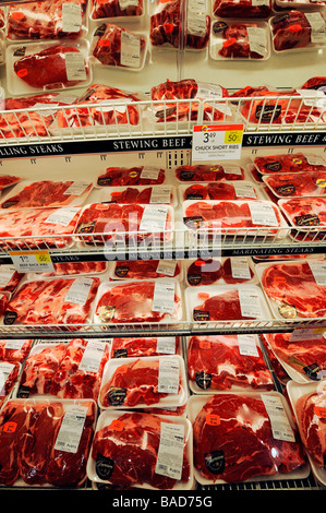 Beef display in grocery store Stock Photo - Alamy