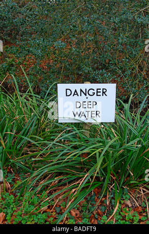 Warning sign by stream "Danger, deep silt". Loose Village, Kent ...