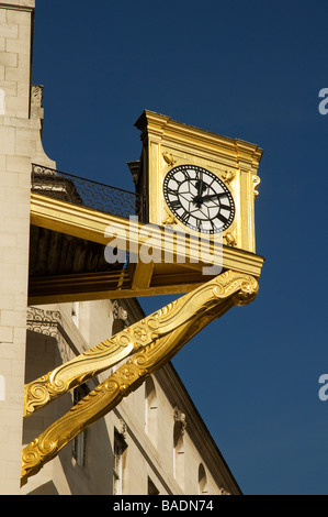 Gold Clock at Leeds Civic Hall in Millennium Square in Summer Leeds ...